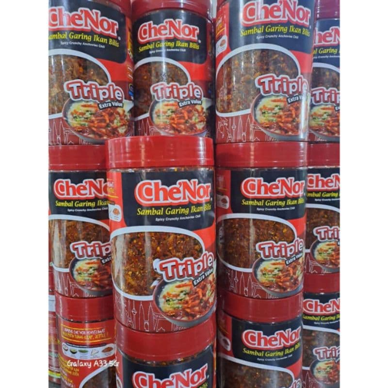 CHE NOR SAMBAL GARING IKAN BILIS TRIPLE 480G - Stooket